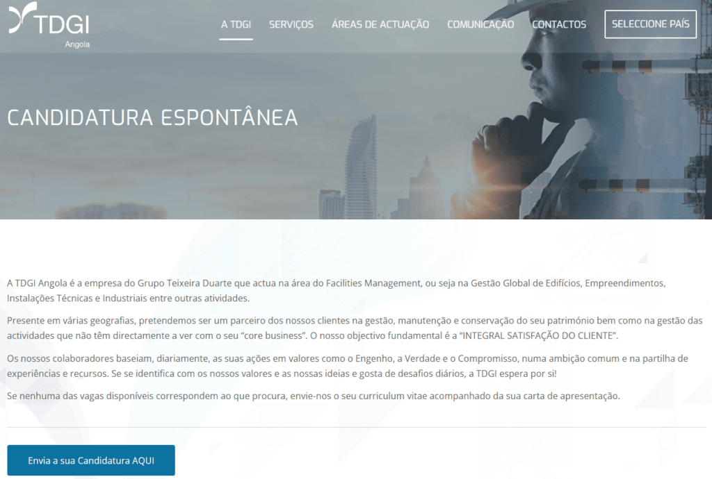 Recrutamento TDGI Angola: CANDIDATURA ESPONTÂNEA 2025 - Angorecruta